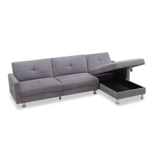 Ebern Designs Hendricksen 108" Wide Reversible Sofa Bed and Storage Chaise Sectional & Reviews ...